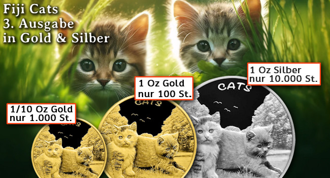Fiji Cats Serie 3. Ausgabe Gold & Silber Münzen | Silbertresor.de