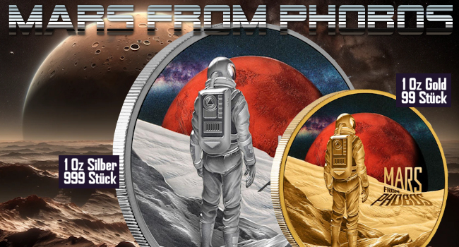 Mars from Phobos in Gold und Silber