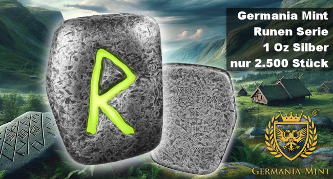 Silbertresor - Germania Mint Silber Runen Barren jetzt gÃŒnstig und ...