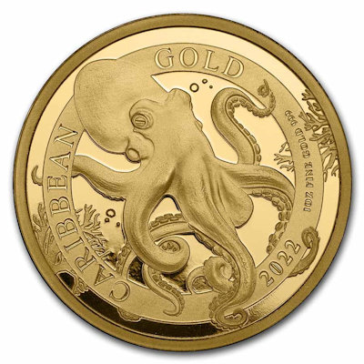 Barbados - 10 Dollar Karibischer Octopus 2022 - 1 Oz Gold (nur 100 ...