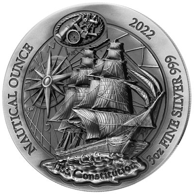 Ruanda - 1000 RWF Nautische Unze USS Constitution 2022 - 3 Oz Silber HR ...
