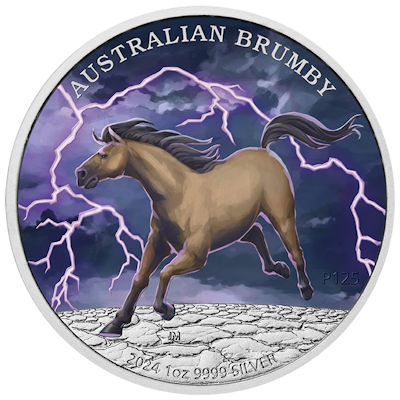 Australien - 1 AUD Brumby 2024 - 1 Oz Silber Color